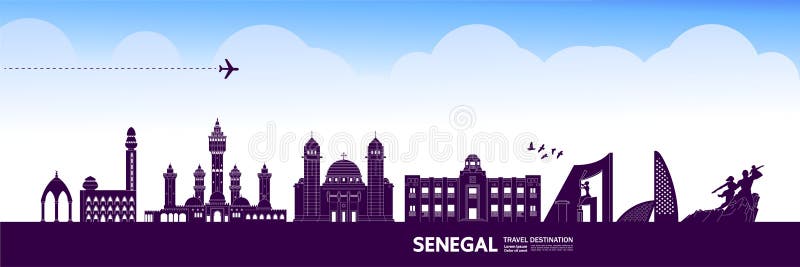 Senegal Blue Travel Destination Vector Illustration Stock Vector ...