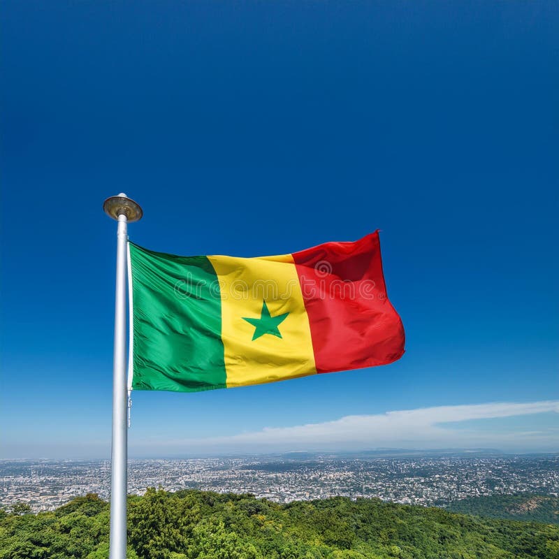 Senegal Flag on a Flagpole, AI Generated Stock Illustration ...