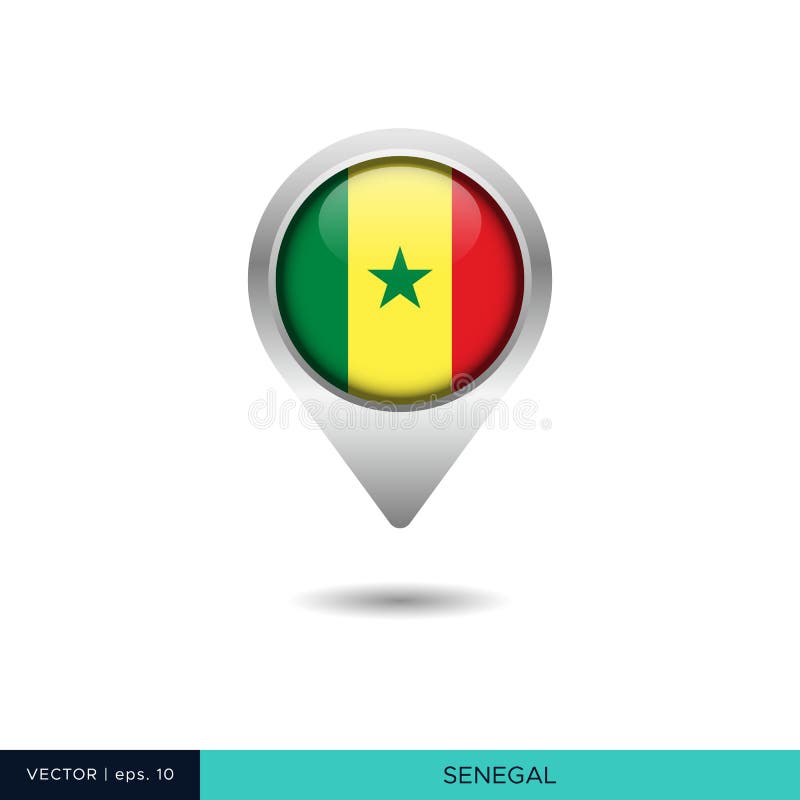 Senegal Flag Map Pin Vector Design Template. Stock Vector ...
