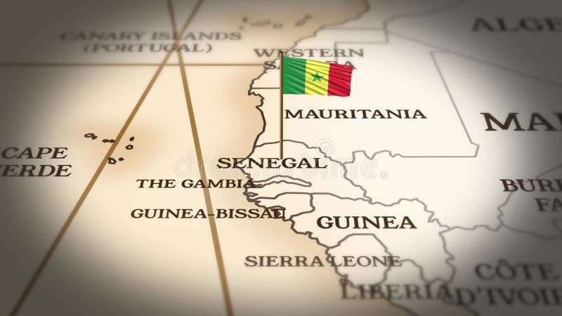 Senegal Flag Showing on World Map with 3D Rendering Stock Video - Video ...