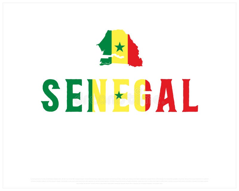 SENEGAL Flag Typography with Map Stock Vector - Illustration of ...