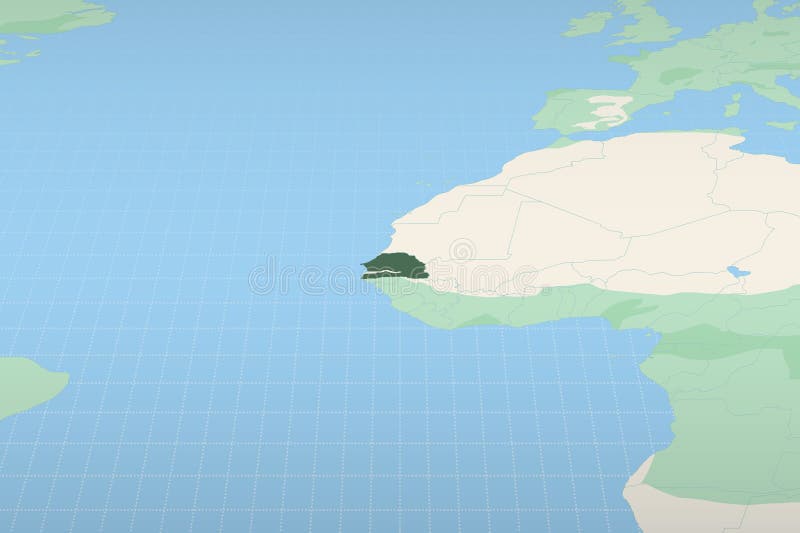Senegal Highlighted on a Detailed Map, Geographic Location of Senegal ...