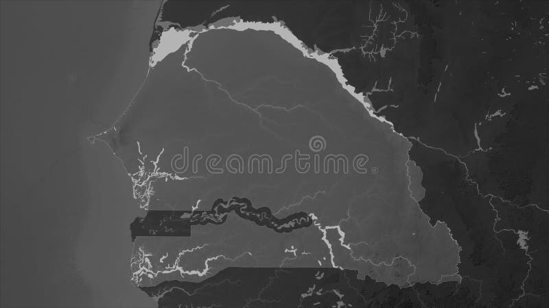 Senegal Highlighted. Grayscale Stock Illustration - Illustration of ...