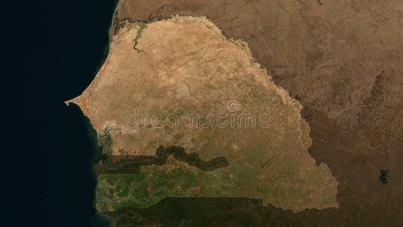 Senegal Highlighted. Low-res Satellite Stock Illustration ...