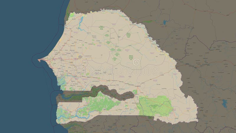 Senegal Highlighted. Topo Standard Stock Illustration - Illustration of ...