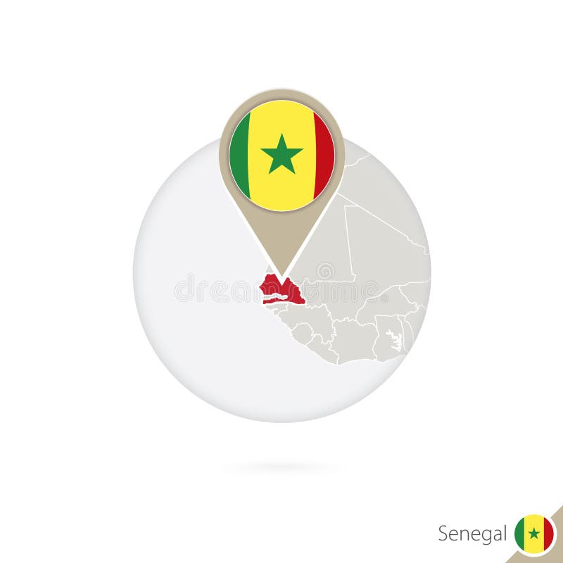 Senegal Map and Flag in Circle. Map of Senegal, Senegal Flag Pin Stock ...