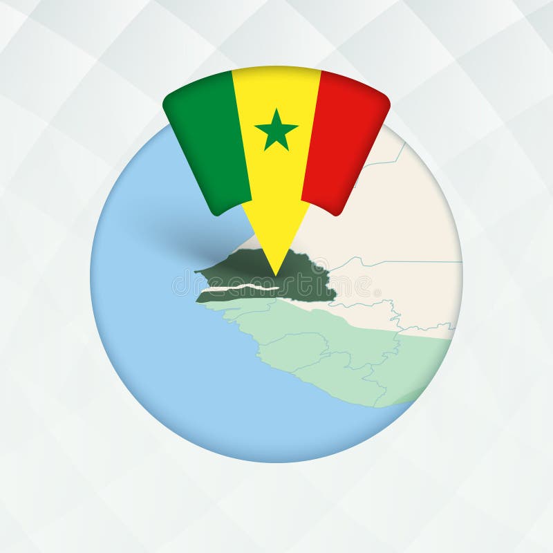 Senegal Map Highlighted with Flag Marker Stock Illustration ...