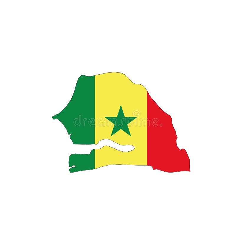 Senegal National Flag in a Shape of Country Map Stock Vector ...