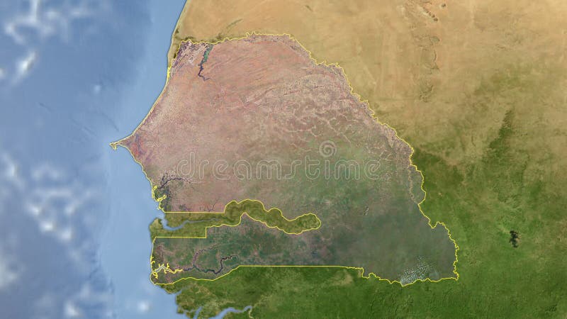 Senegal Outlined - Satellite Stock Illustration - Illustration of atlas ...