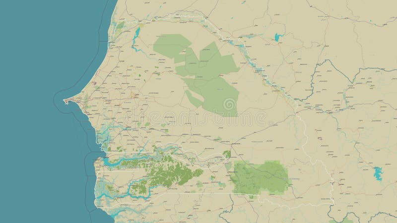 Senegal Outlined. Topo Humanitarian Stock Illustration - Illustration ...