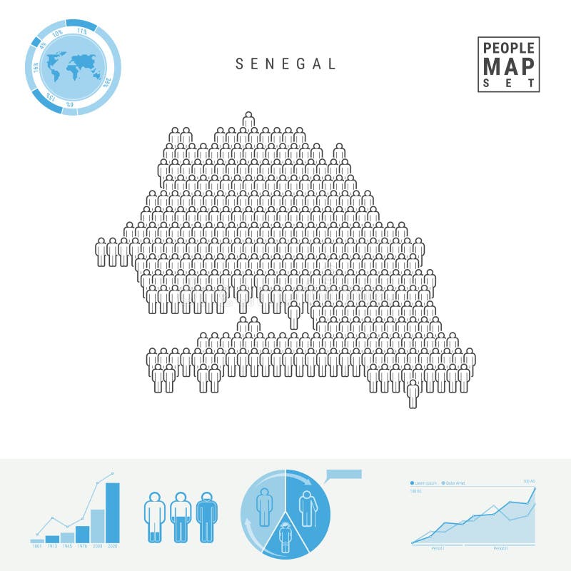 Senegal People Icon Map. Stylized Vector Silhouette of Senegal. Population Growth and Aging ...