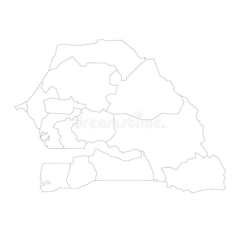 Senegal Political Map of Administrative Divisions Stock Vector ...