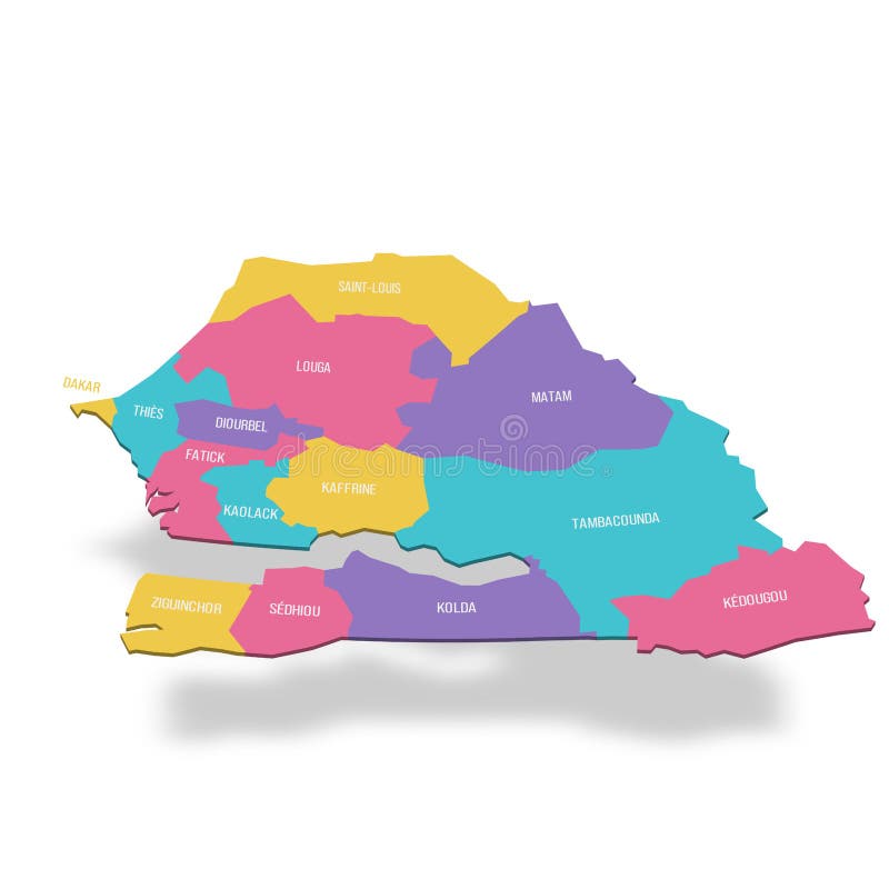 Senegal Political Map of Administrative Divisions Stock Vector ... Senegal Political Map of Administrative Divisions Stock Vector ...
