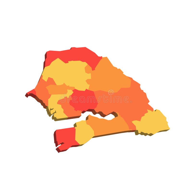 Senegal Political Map of Administrative Divisions Stock Vector ... Senegal Political Map of Administrative Divisions Stock Vector ...