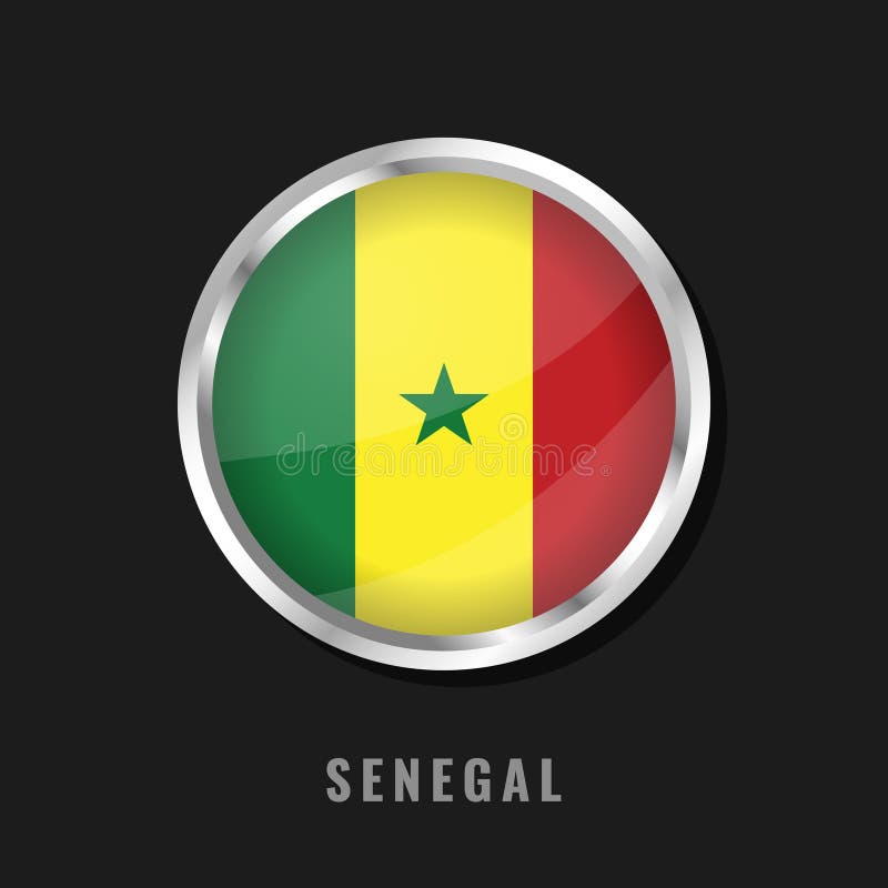 Senegal Round Framed National Flag. Circular Glossy Flag of Senegal ...
