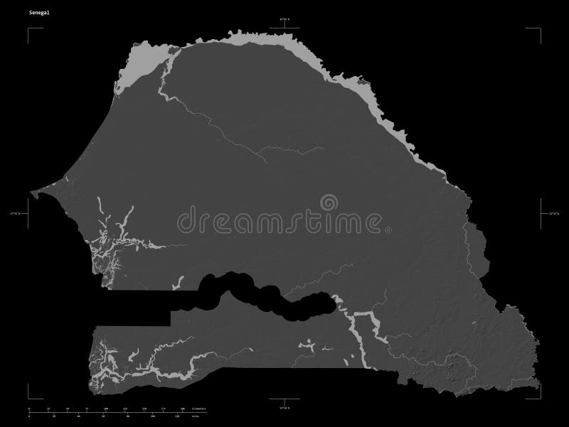 Senegal Shape on Black. Bilevel Stock Illustration - Illustration of ...