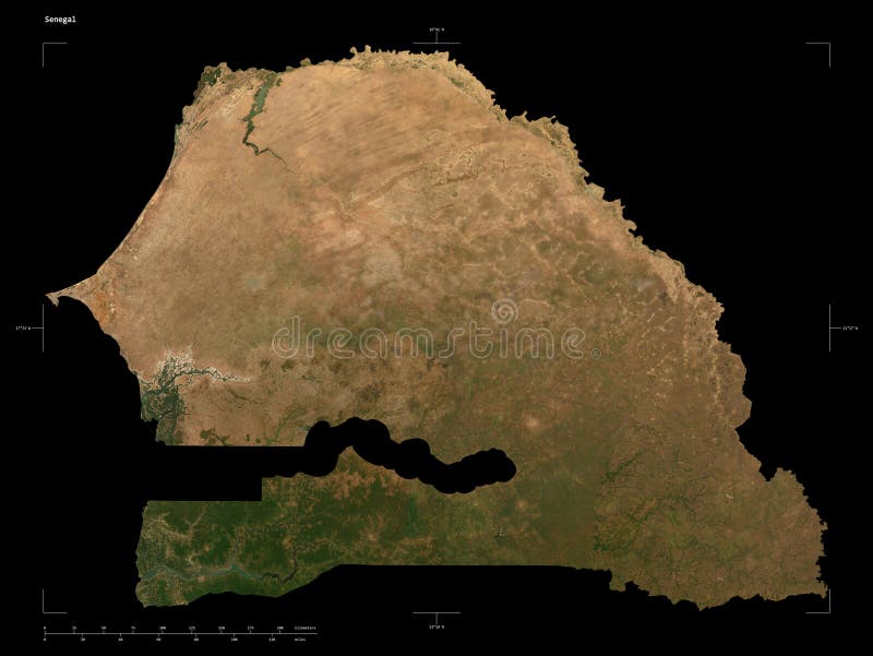 Senegal Shape on Black. Low-res Satellite Stock Illustration ...
