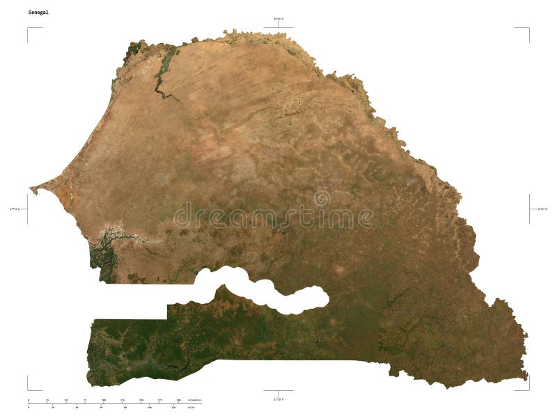 Senegal Shape on White. Low-res Satellite Stock Illustration ...