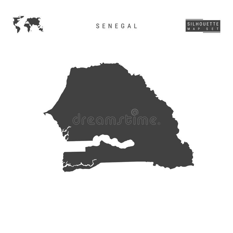 Senegal Vector Map Isolated on White Background. High-Detailed Black ...