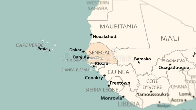 Senegal on the world map stock illustration. Illustration of global ...