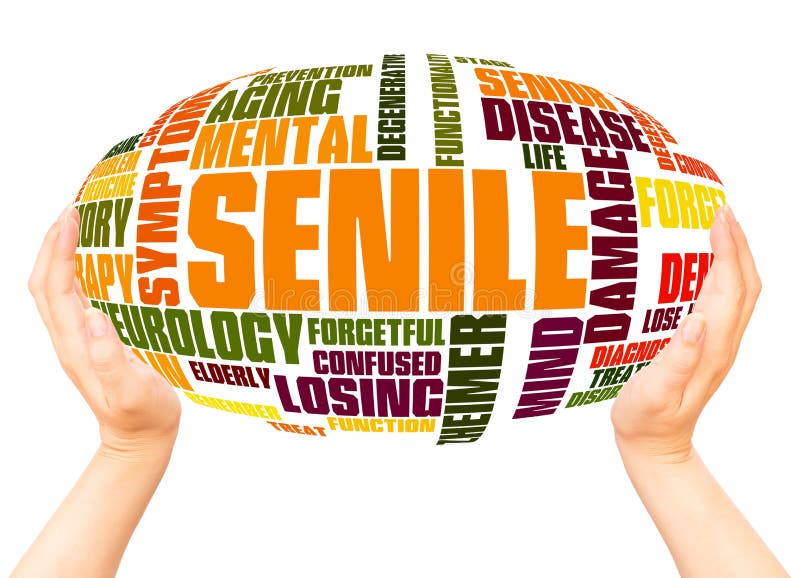 Brain Aging Word Cloud and Hand with Marker Concept Stock Illustration ...