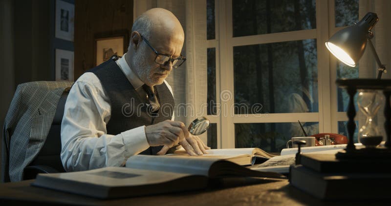 Senior Academic Researcher Working in His Office Stock Photo - Image of ...