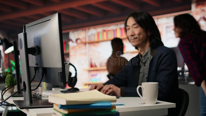 Senior Admin Working in Innovative Startup Office Stock Video - Video ...