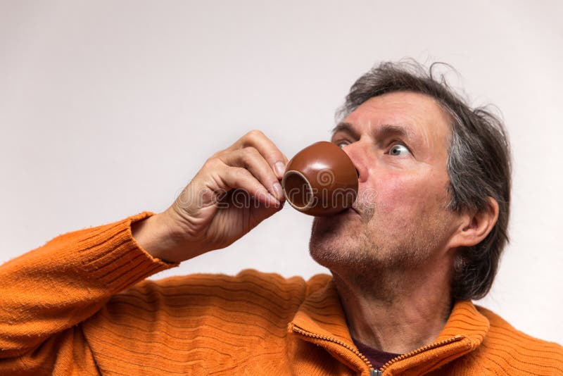 Senior Adult with a Cup of Coffee Stock Image - Image of coffee, mind ...