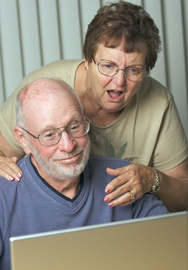 Senior Adults on Laptop Computer Stock Image - Image of quarter, adult ...