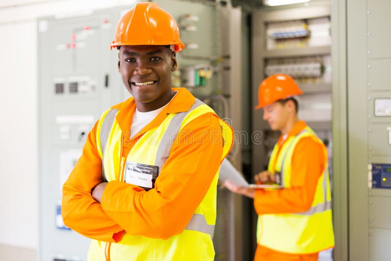 African Industrial Technician Stock Image - Image of hardhat, cheerful ...