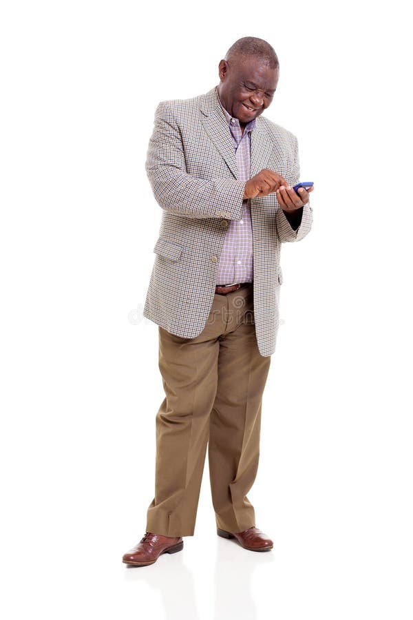 Senior african man phone stock photo. Image of grandpa - 33291352