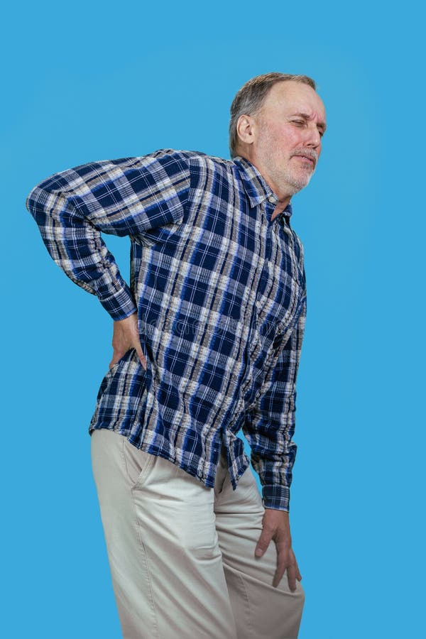 Senior Aged Caucasian Man is Having a Backache. Stock Photo - Image of ...