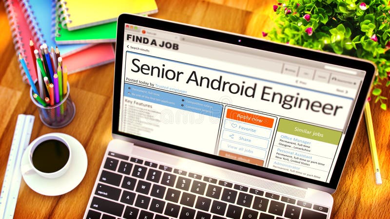 Now Hiring Senior Android Engineer. 3D. Stock Illustration - Illustration of career, profession ...