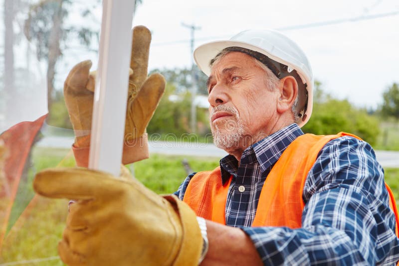 Senior As Competent Window Fitter Stock Image - Image of construction ...