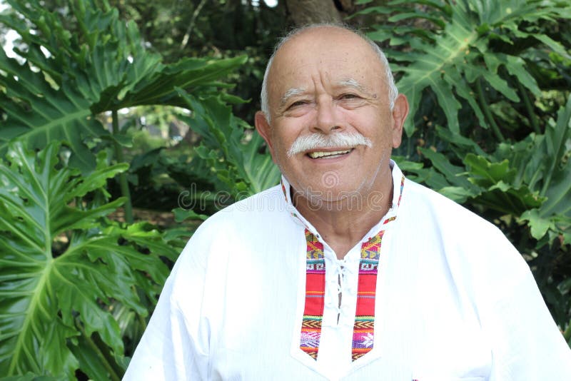 Senior Bald Hispanic Man with a Mustache Stock Photo - Image of aged ...