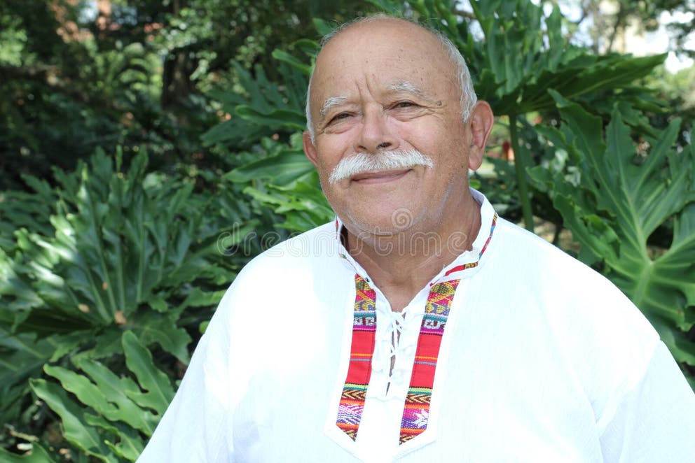 Senior Bald Hispanic Man with a Mustache Stock Photo - Image of face ...