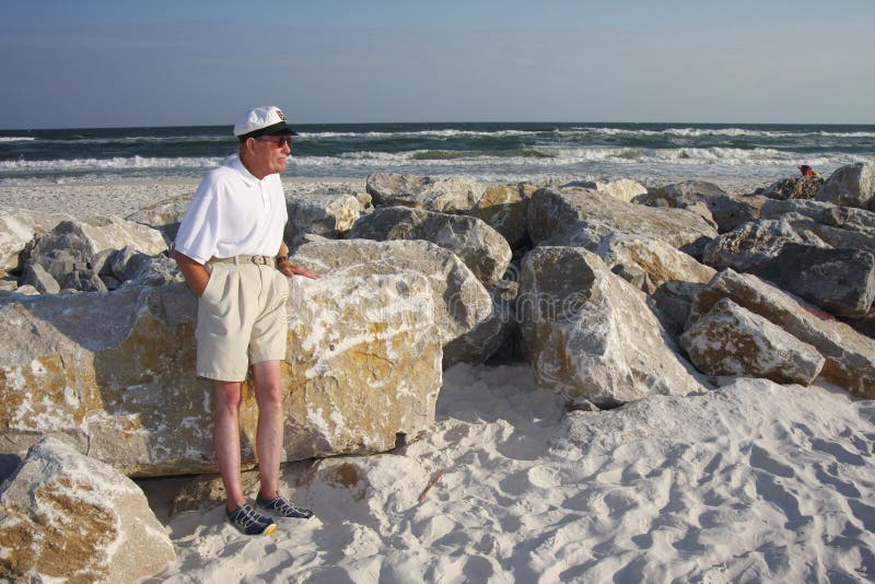 Senior at the Beach stock photo. Image of sand, retirement - 11368276