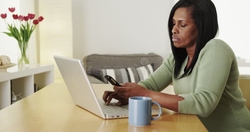 Senior Black Woman Typing on Laptop Computer Stock Footage - Video of ...