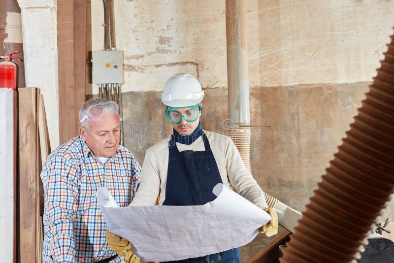 Senior Boss and Collegue at Carpentry Shop Stock Image - Image of ...