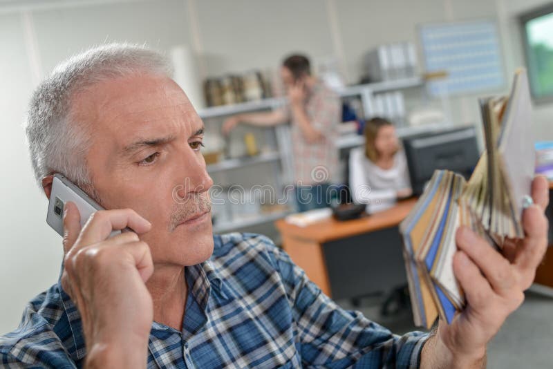 Senior boss on phone stock photo. Image of assistant - 73347444