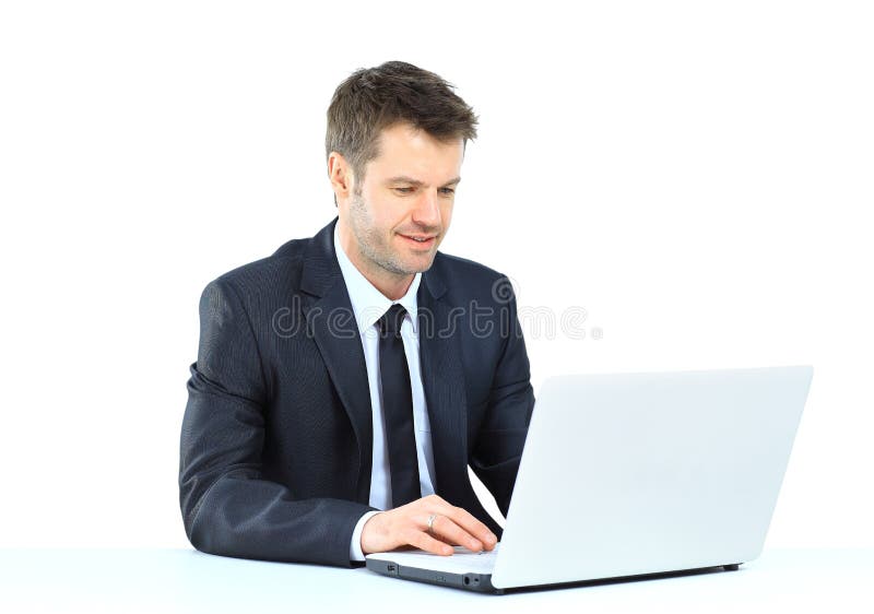 Business man with computer stock photo. Image of confident - 49634678