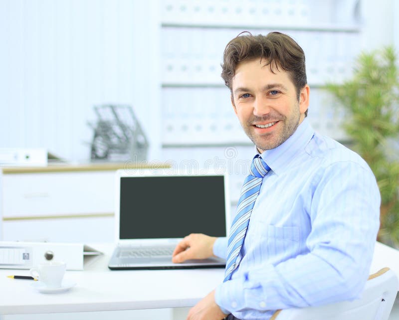 Man on Computer stock image. Image of midlife, sitting - 10545539