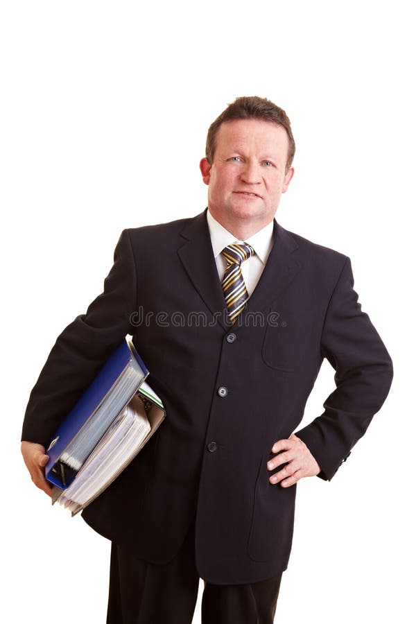 Senior Business Man Carrying Files Stock Image - Image of portrait ...