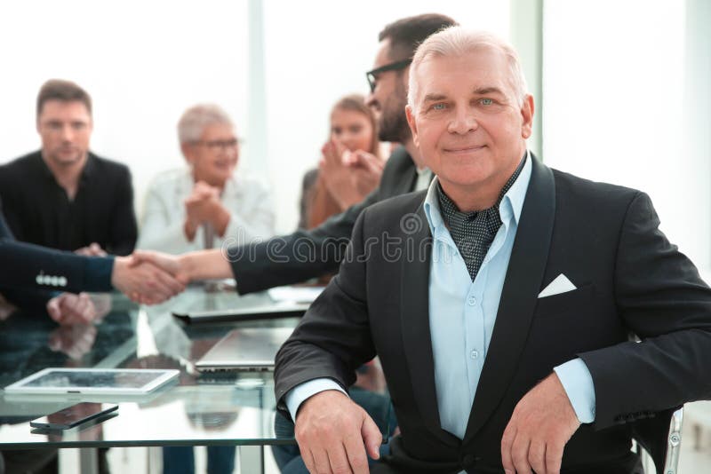 Senior Business Man Looking at the Camera in the Office Stock Image ...