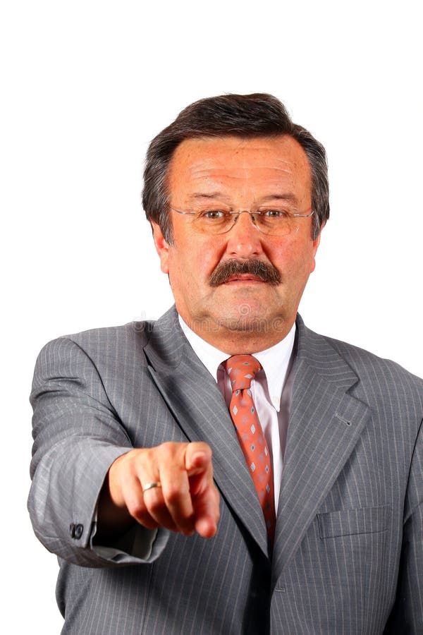 Senior Business Man Pointing At The Camera Stock Image - Image of ...