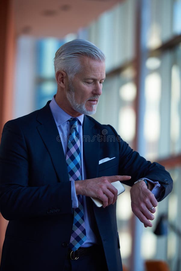 Senior Business Man Talk on Mobile Phone Stock Image - Image of ...