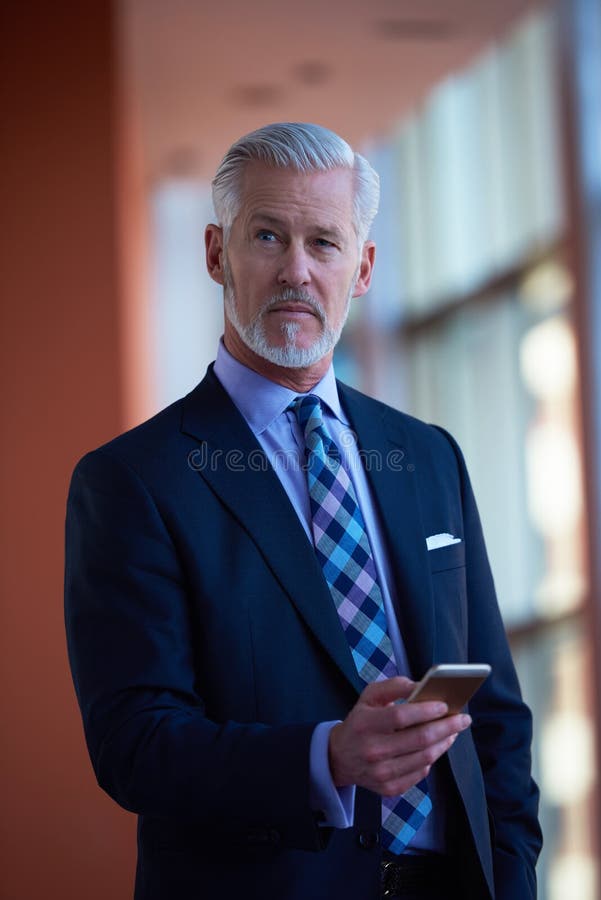 Senior Business Man Talk on Mobile Phone Stock Image - Image of mature ...