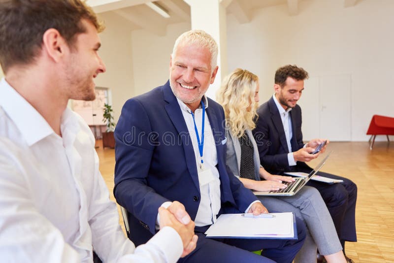 Senior Business Man and Trainee Doing Shakehands Stock Photo - Image of ...
