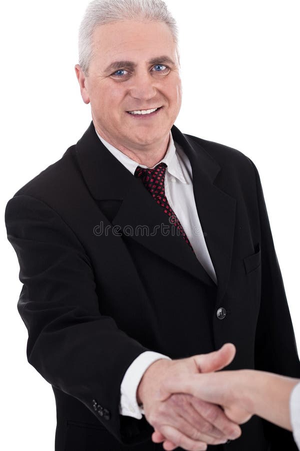 Senior Business Man Welcomes His Client Stock Image - Image of business ...
