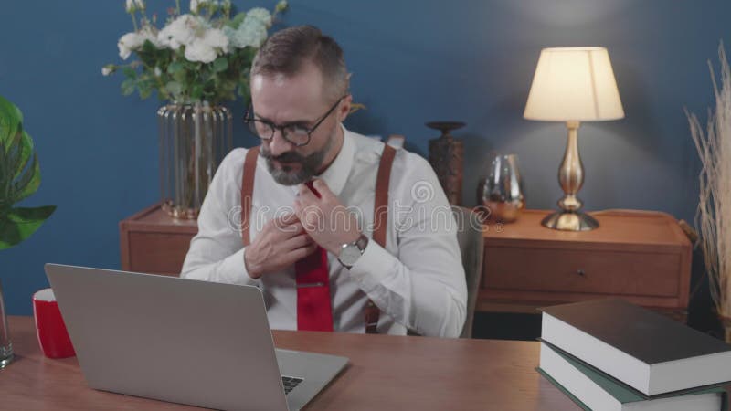 Senior Business Man Working on Laptop Computer with Upset and ...